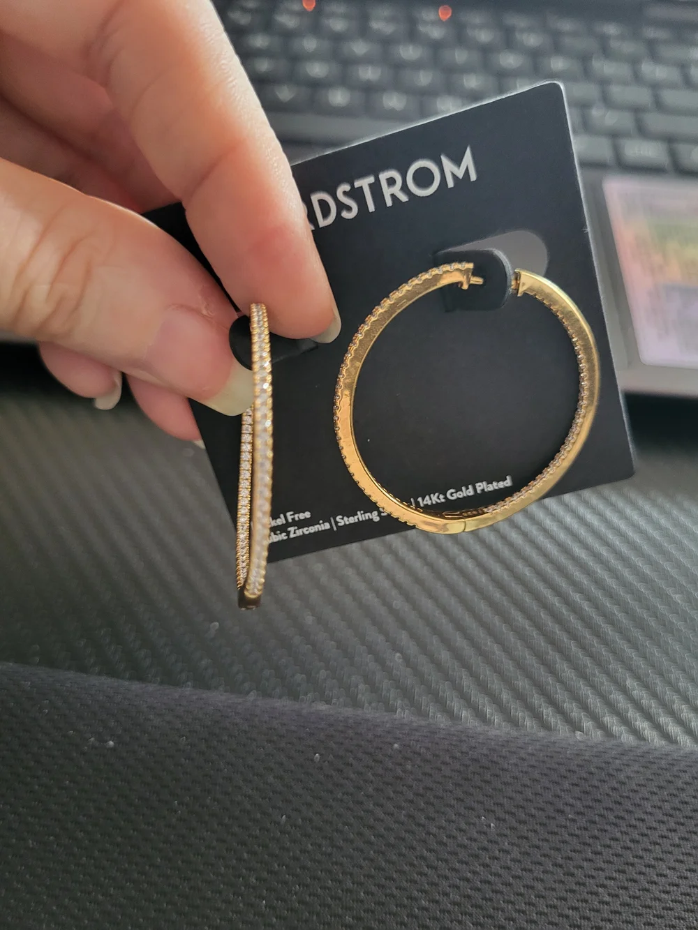Nordstrom | Jewelry | New Nordstrom Gold Pave Crystal Hoop Earrings ...